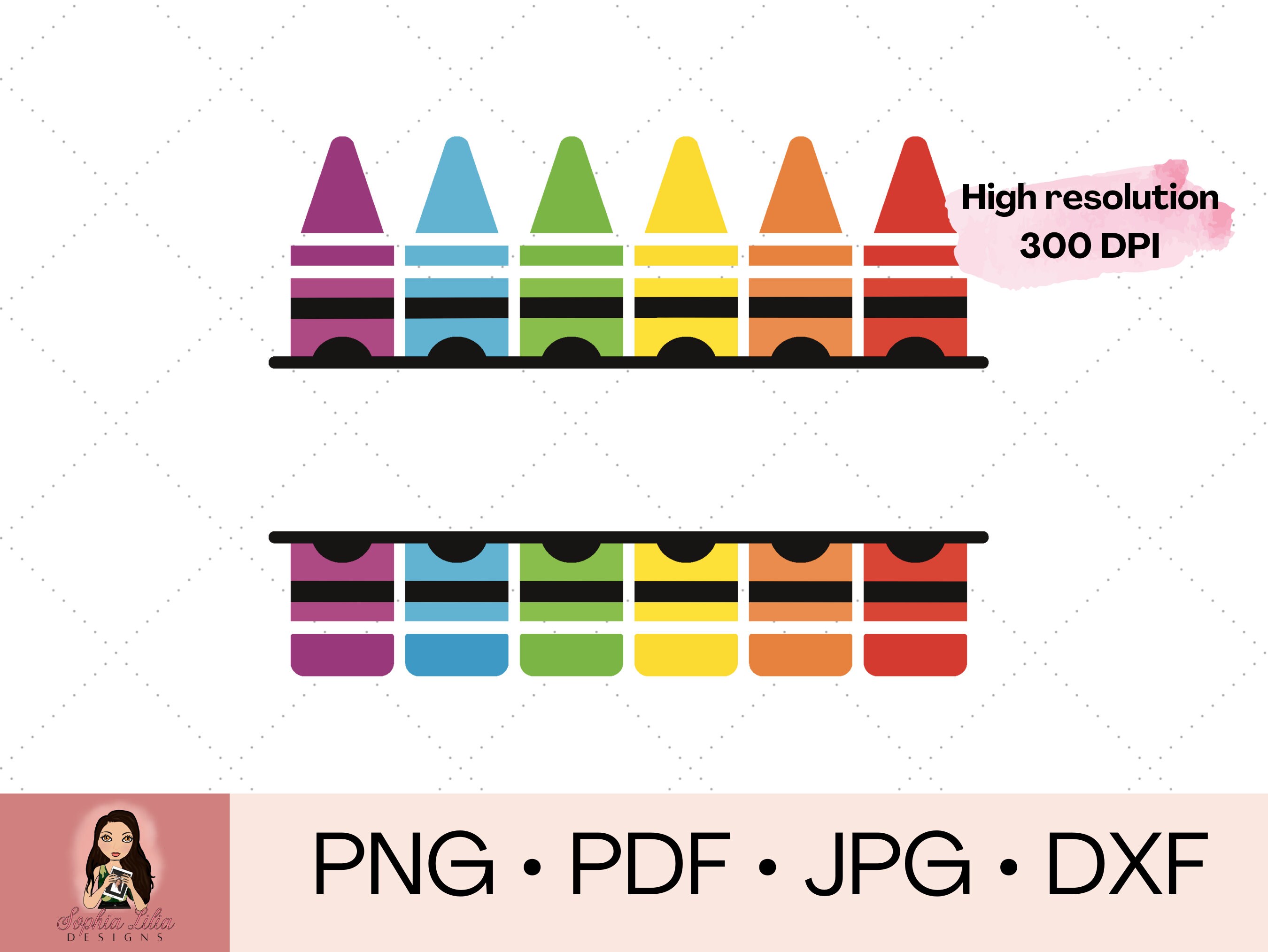 Crayons Teacher Sublimation Design Split Monogram Png Back - Etsy