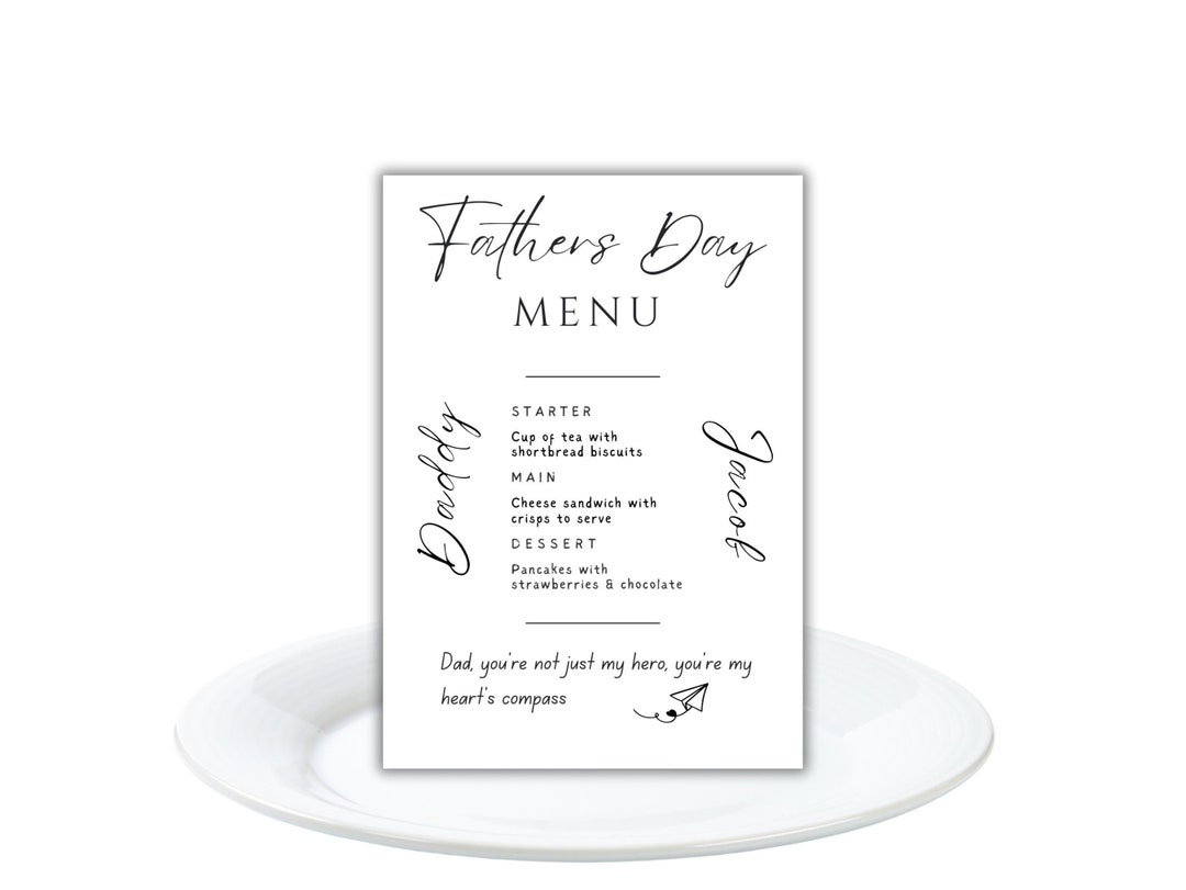 Custom Father's Day Menu Template: Editable Canva Design (digital ...