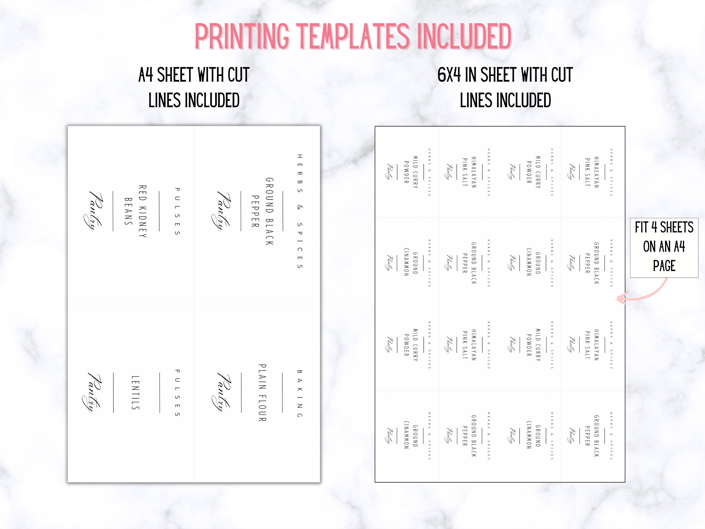Pantry Labels Templates, Minimalist Design, Print and Cut Sheets ...