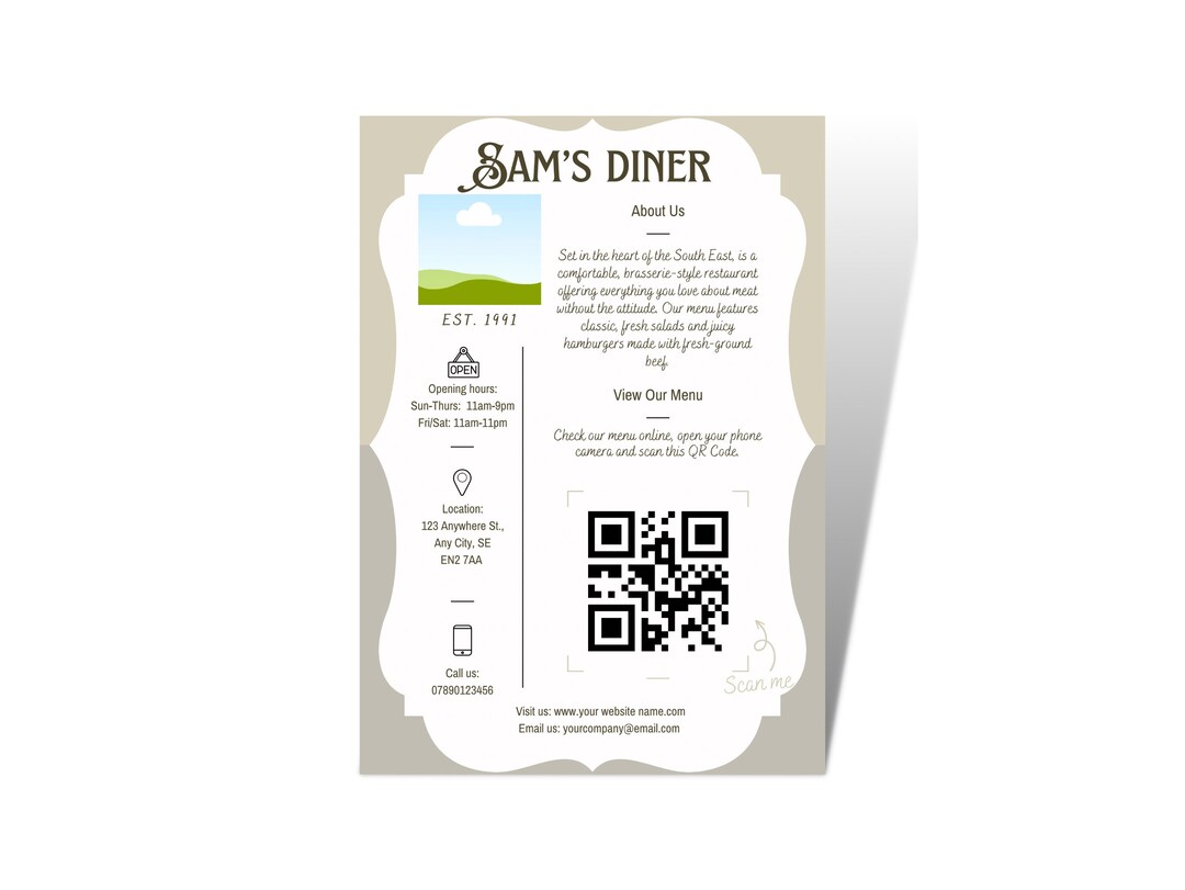 Scan to Pay Menu Template, Qr Code Sign, Editable Business Stationary ...