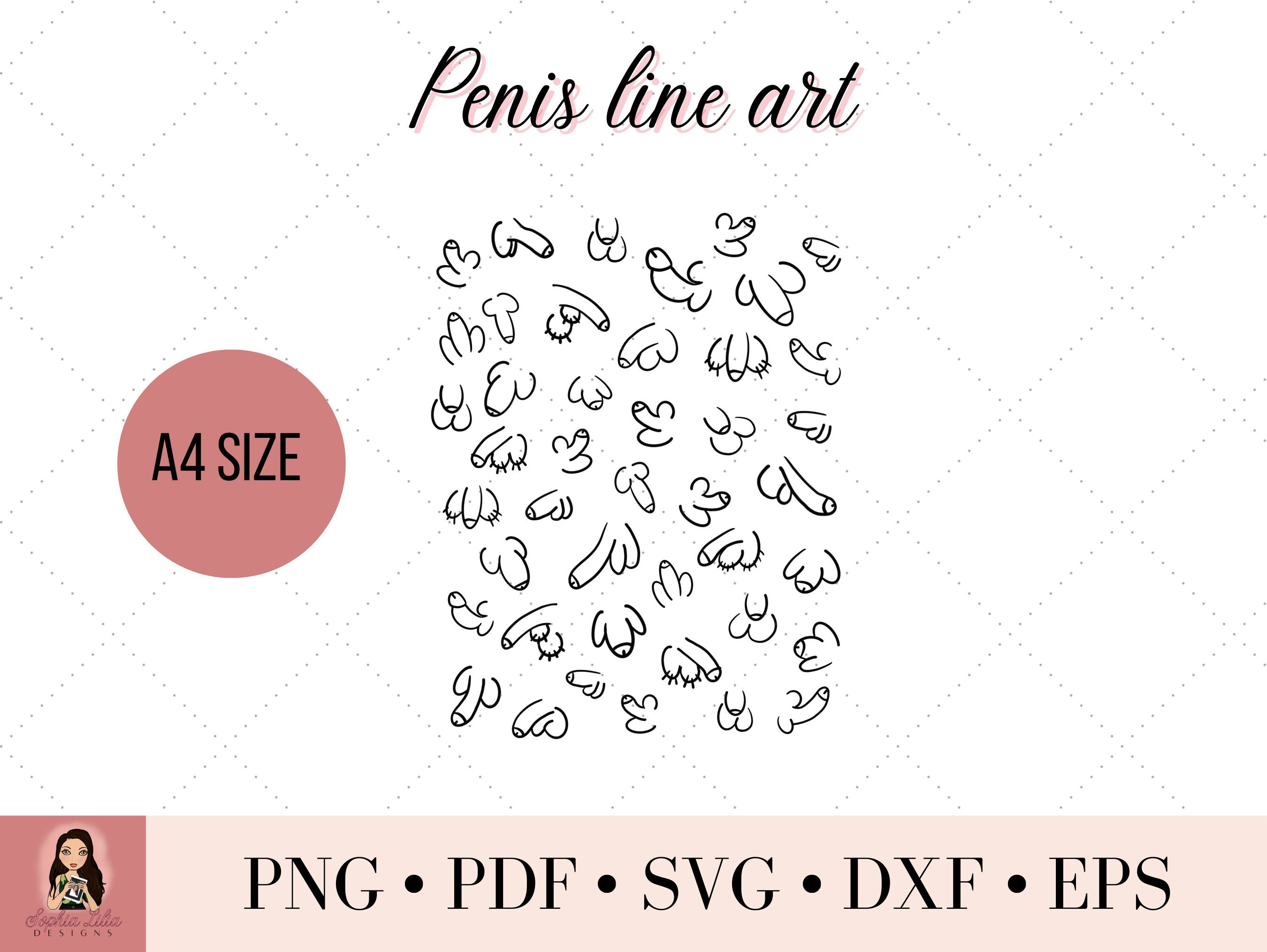 Penis Line Art Svg, All the Penis Png Graphic, Willy Sublimation Design ...
