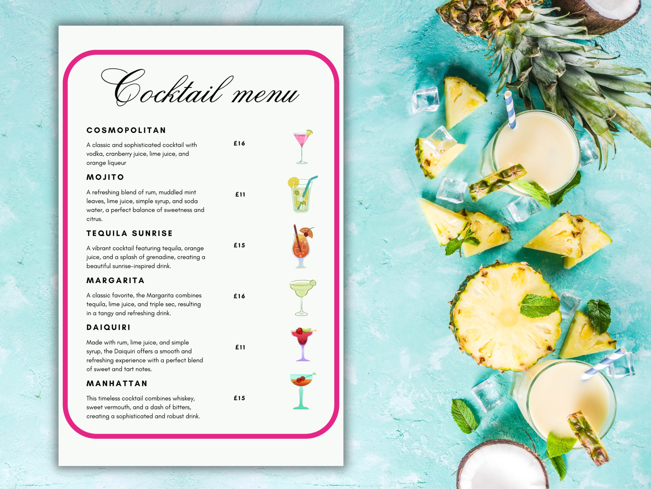 Printable Bar Menu Template Bundle, Editable Signature Cocktails Sign, Wedding Bar Signs, 8 ...