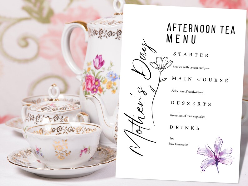 Mothers Day Afternoon Tea Menu, Editable Template, Customisable Menu ...