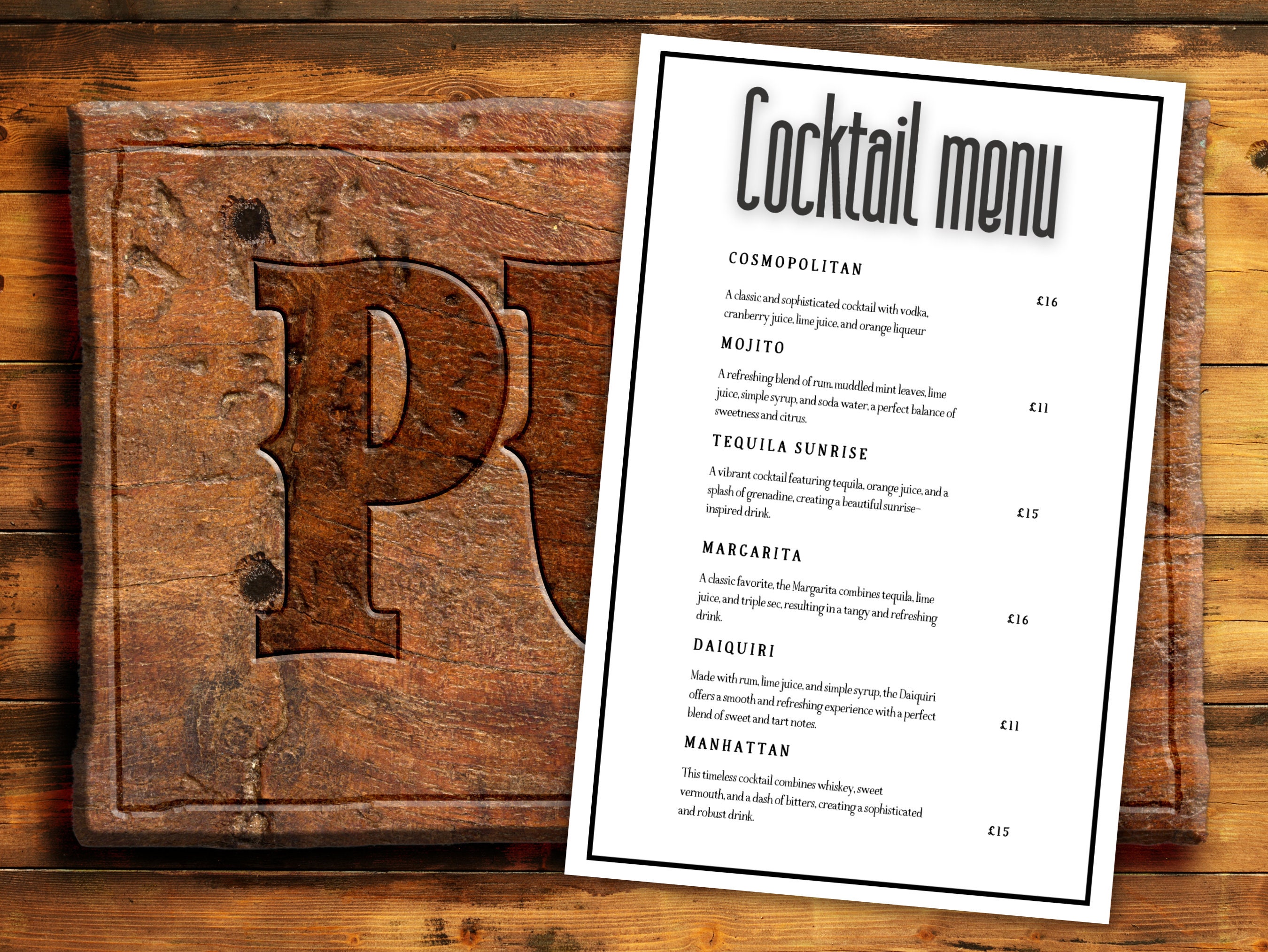 Printable Bar Menu Template Bundle, Editable Signature Cocktails Sign ...
