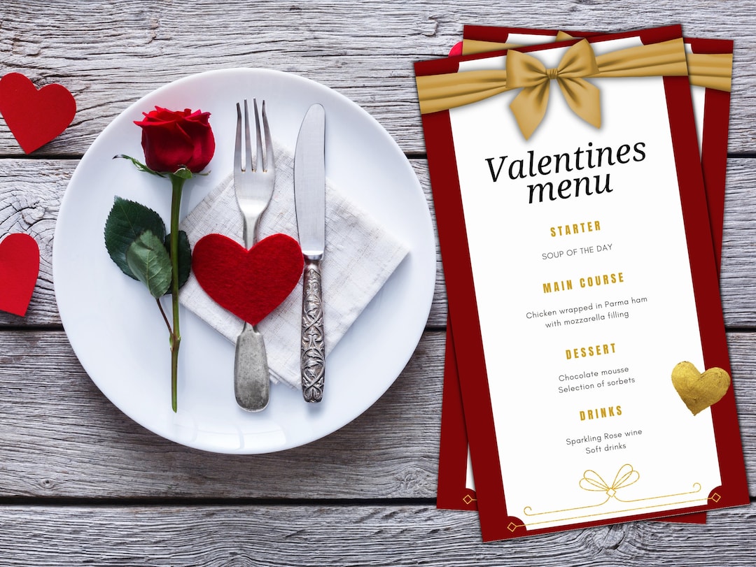 Valentine's Menu Template, Printable Valentine's Day Menu, Editable ...