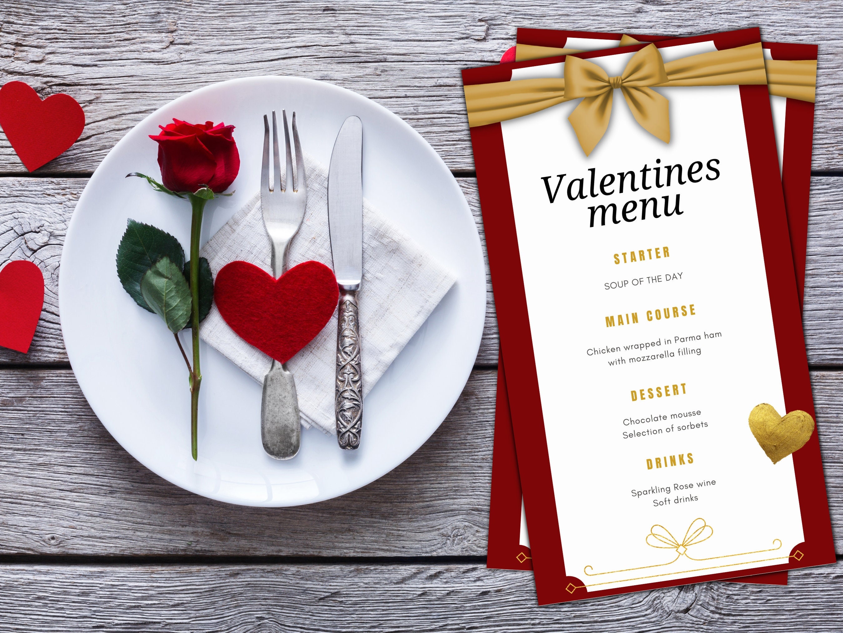 Valentine's Menu Template, Printable Valentine's Day Menu, Editable ...