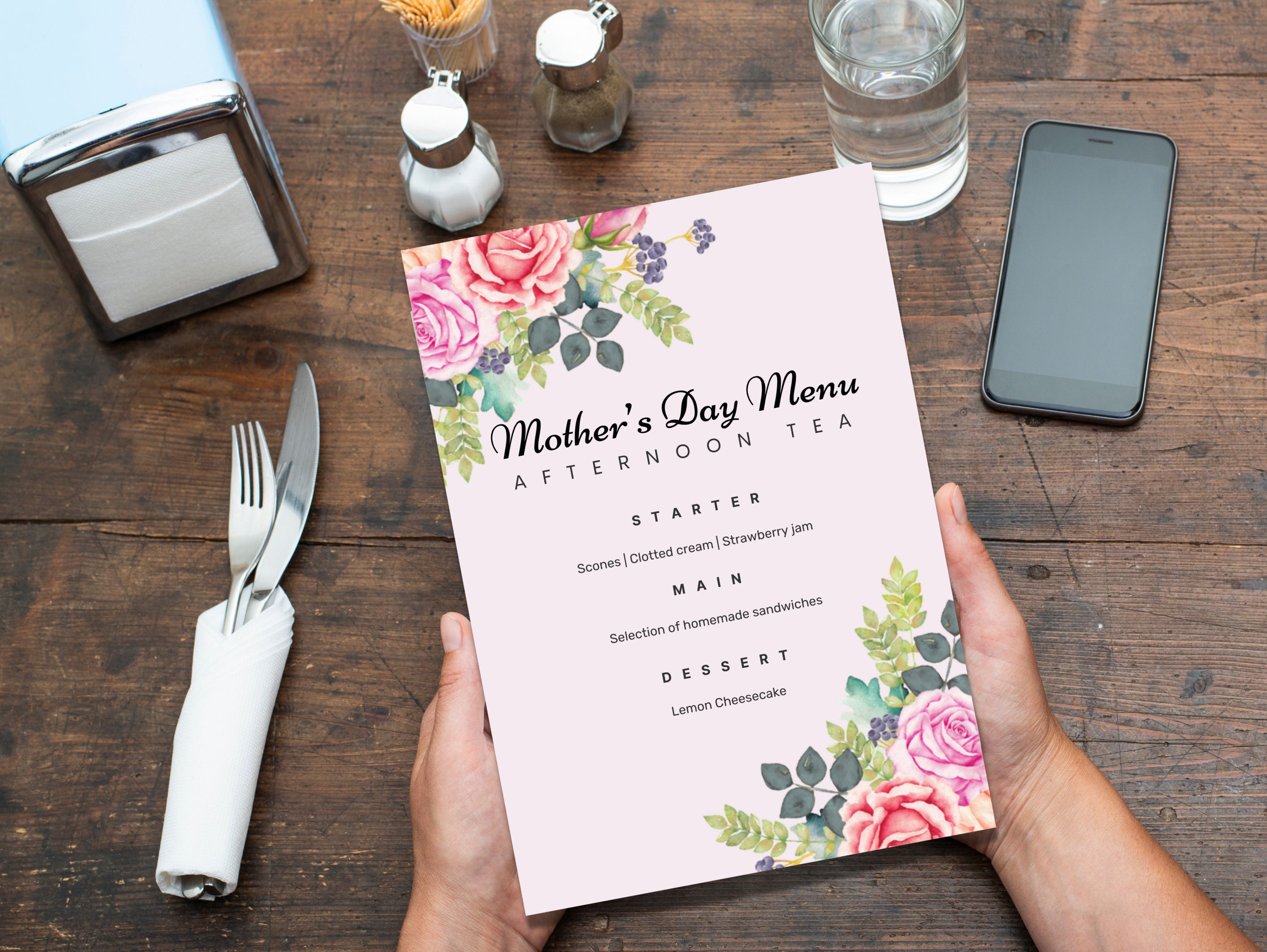 Mothers Day Afternoon Tea Menu, Editable Template, Customisable Menu ...