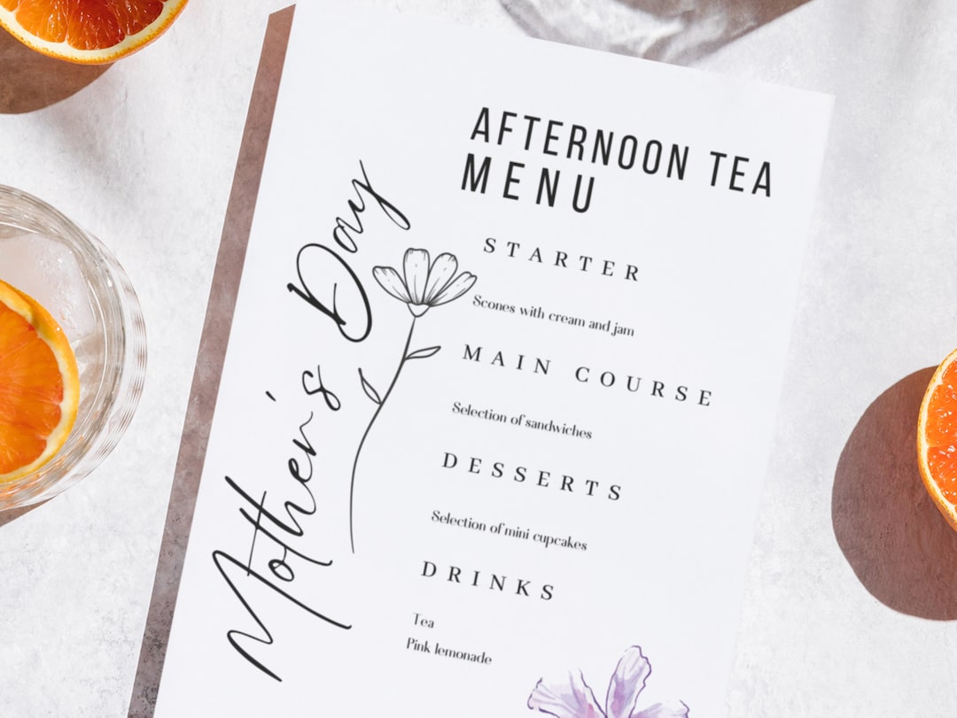 Mother's Day Afternoon Tea Menu Template: Editable A4 (digital Download ...