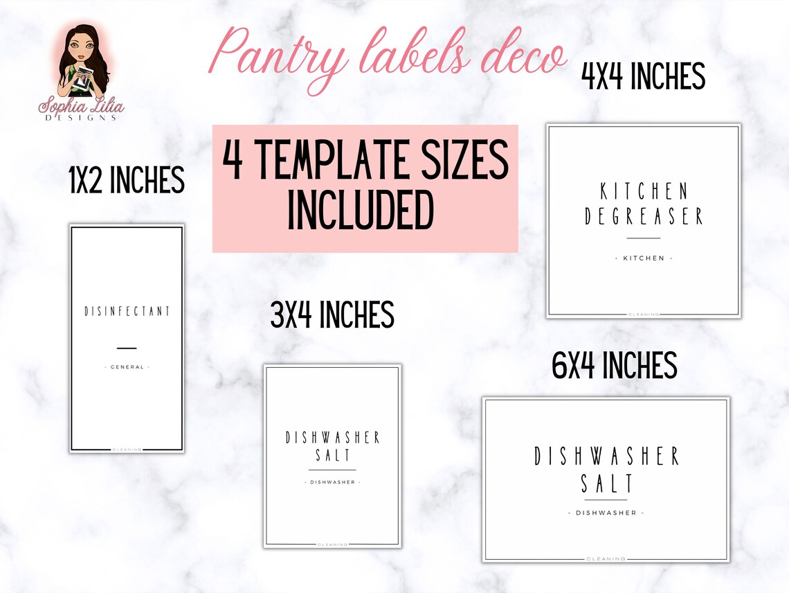 Cleaning Labels Templates, Minimalist Organisation, Various Size ...