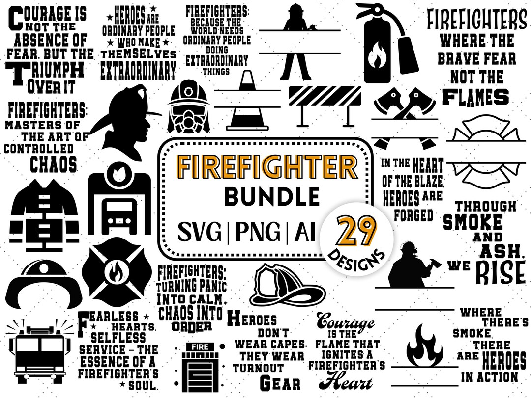 Firefighter Svg Bundle, Fireman Png, Split Monogram, Firefighter ...