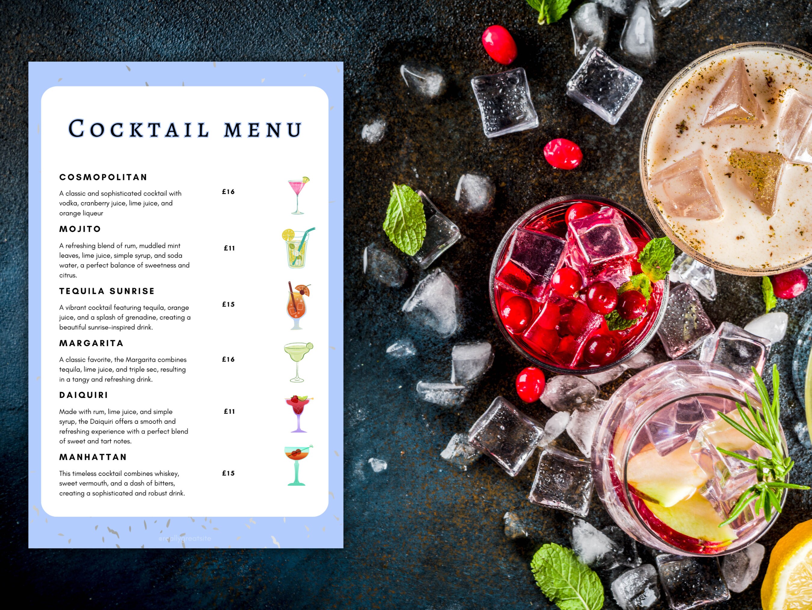 Printable Bar Menu Template Bundle, Editable Signature Cocktails Sign ...