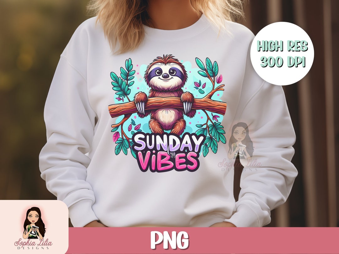Sloth Sunday Vibes PNG: Watercolor Sublimation Design (digital Download ...