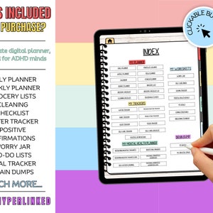 ADHD Digital Planner, Hyperlinked Pdf, Compatible With Goodnotes Etc ...