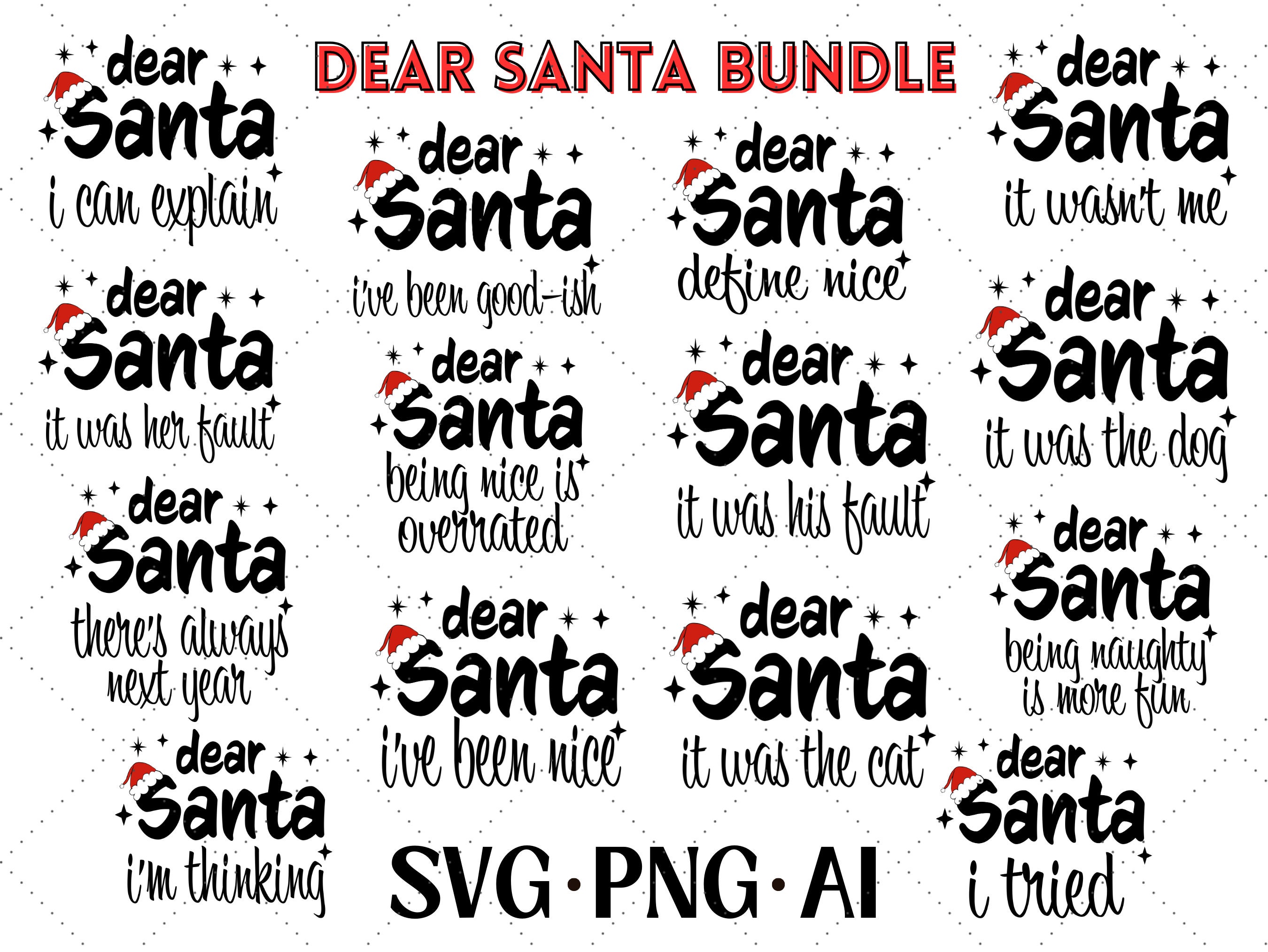 Dear Santa Svg Bundle, Matching Family Christmas Shirts Png, Funny ...