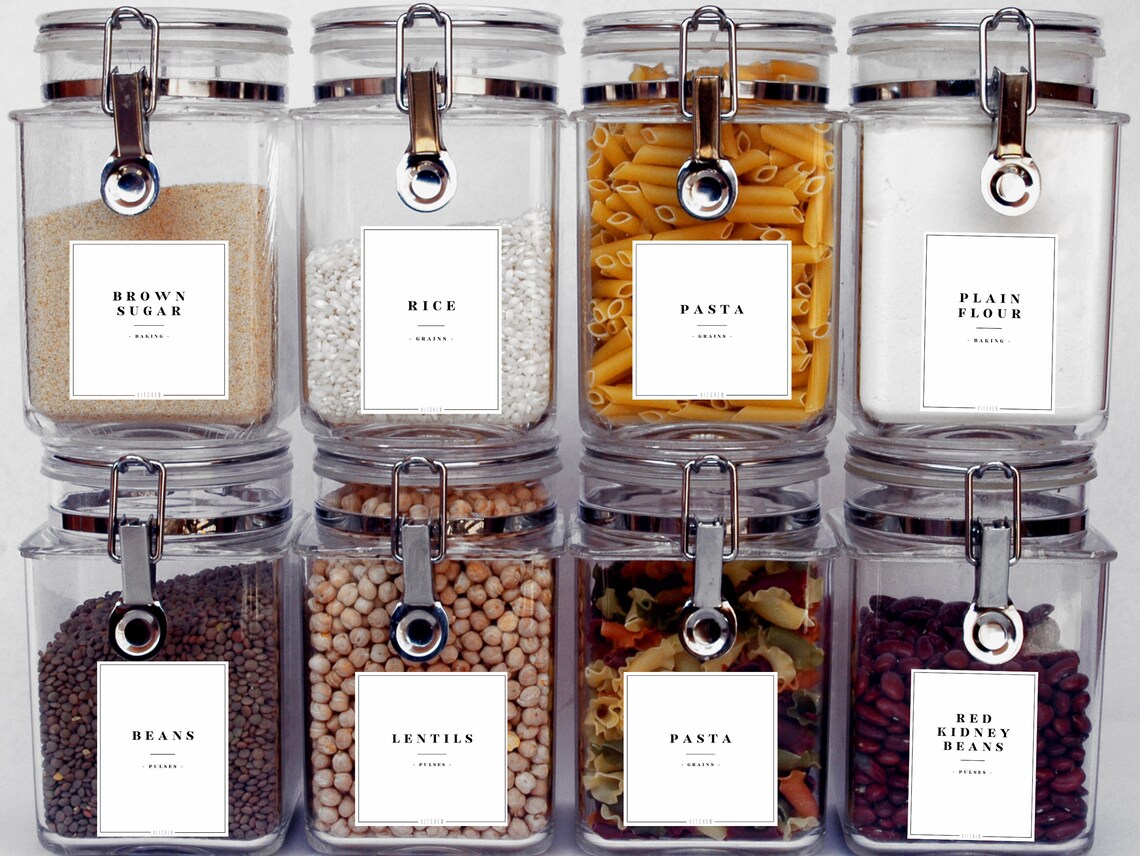 Pantry Jar Labels Templates, Minimalist Kitchen Organisation, Various ...