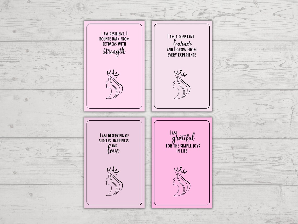 50 Pink Affirmation Cards: Printable Positive Motivation (PDF) - Etsy