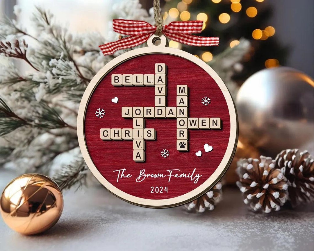 Personalized Family Scrabble Christmas Ornament, Family Crossword ...