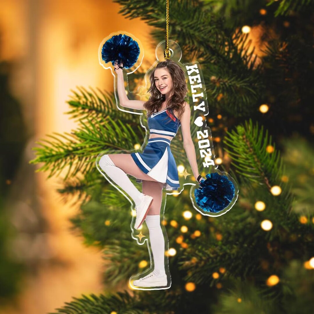 Custom Photo Cheerleader Christmas Ornament, Cheerleader Ornament ...