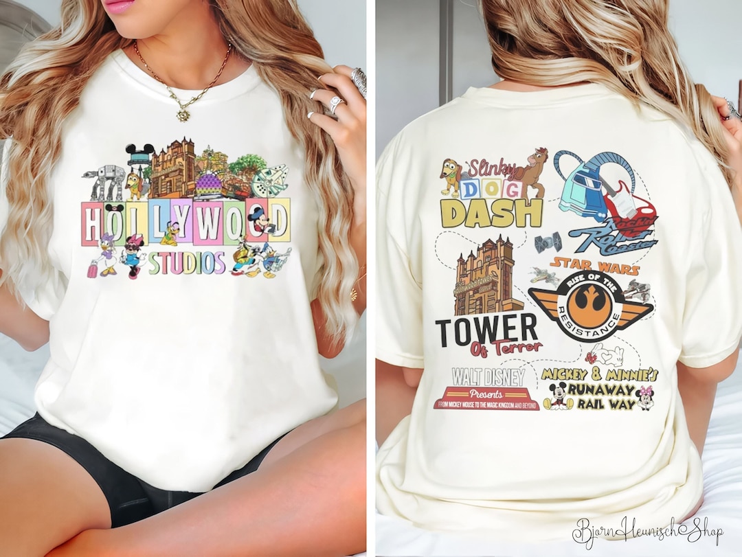 Vintage Hollywood Studios Two-sided Shirt, Disney Comfort Color Shirt ...