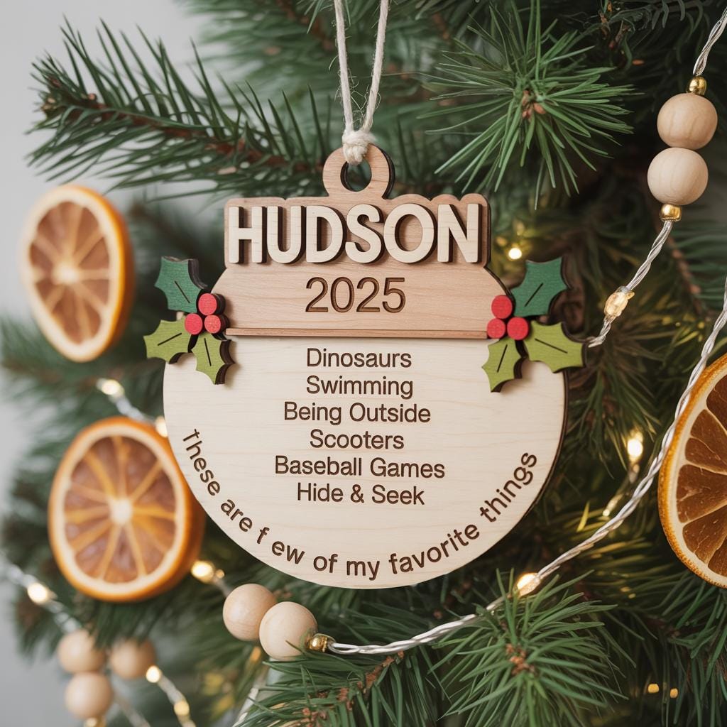 Personalized Favorite Things Ornament 2025, Custom Kids Ornament ...