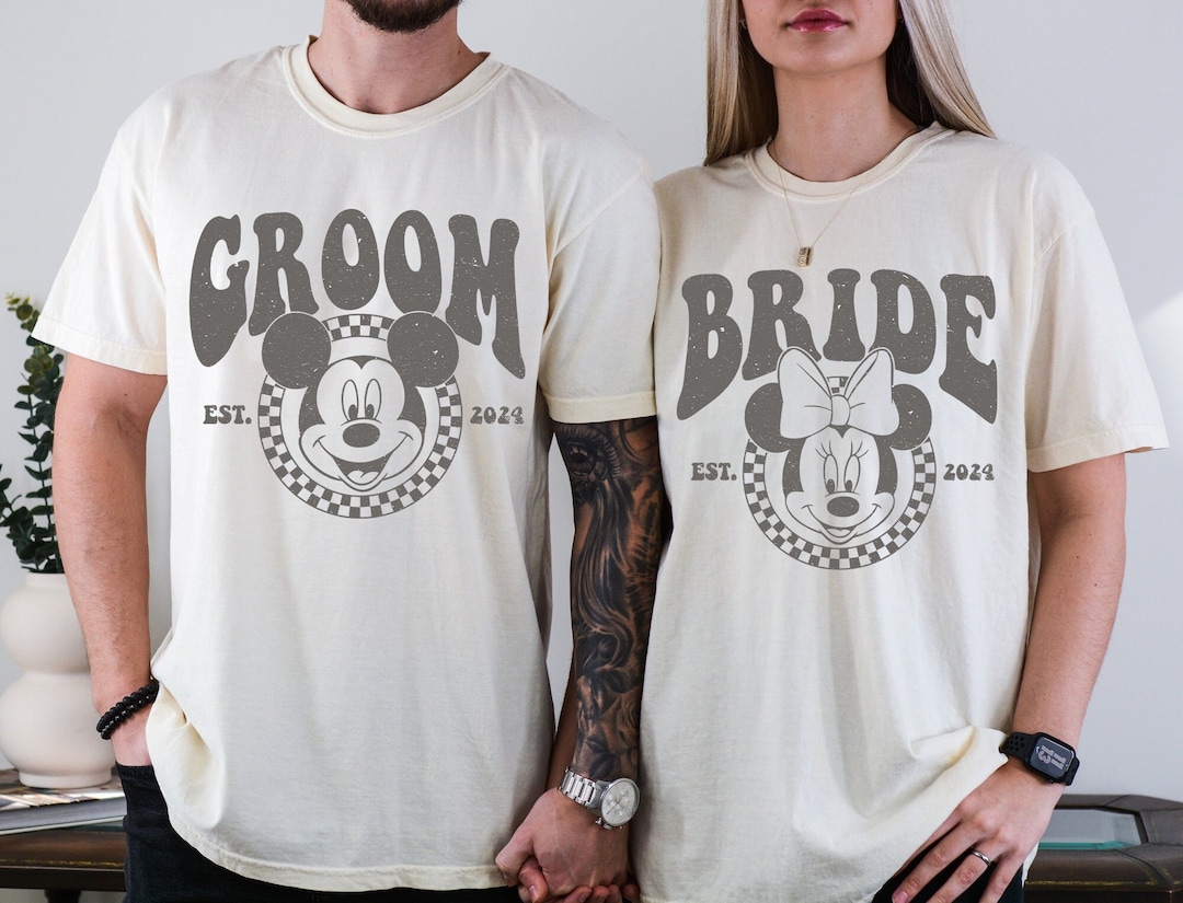 Custom Disney Groom Bride Shirt, Just Married Shirt, Minnie Bride Shirt ...