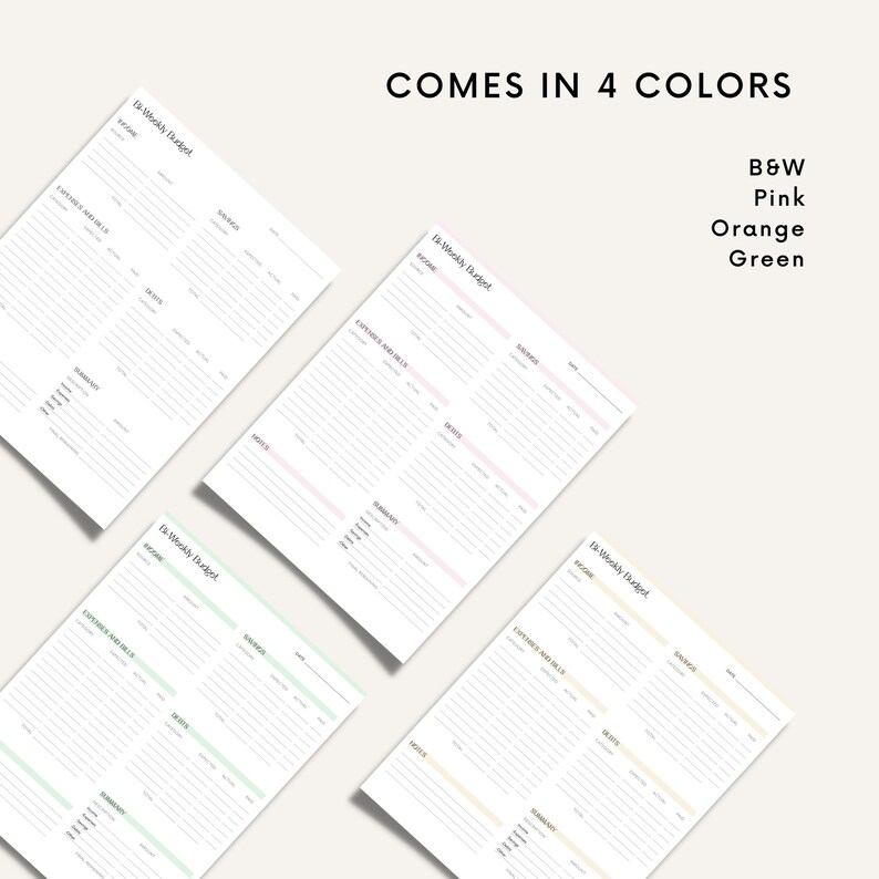 Bi-weekly Monthly Budget Template Planner Printable Digital - Etsy