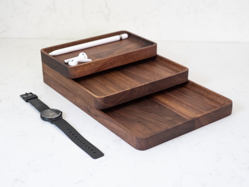 Black Walnut Wood Trays Stackable Slim Design Modern - Etsy