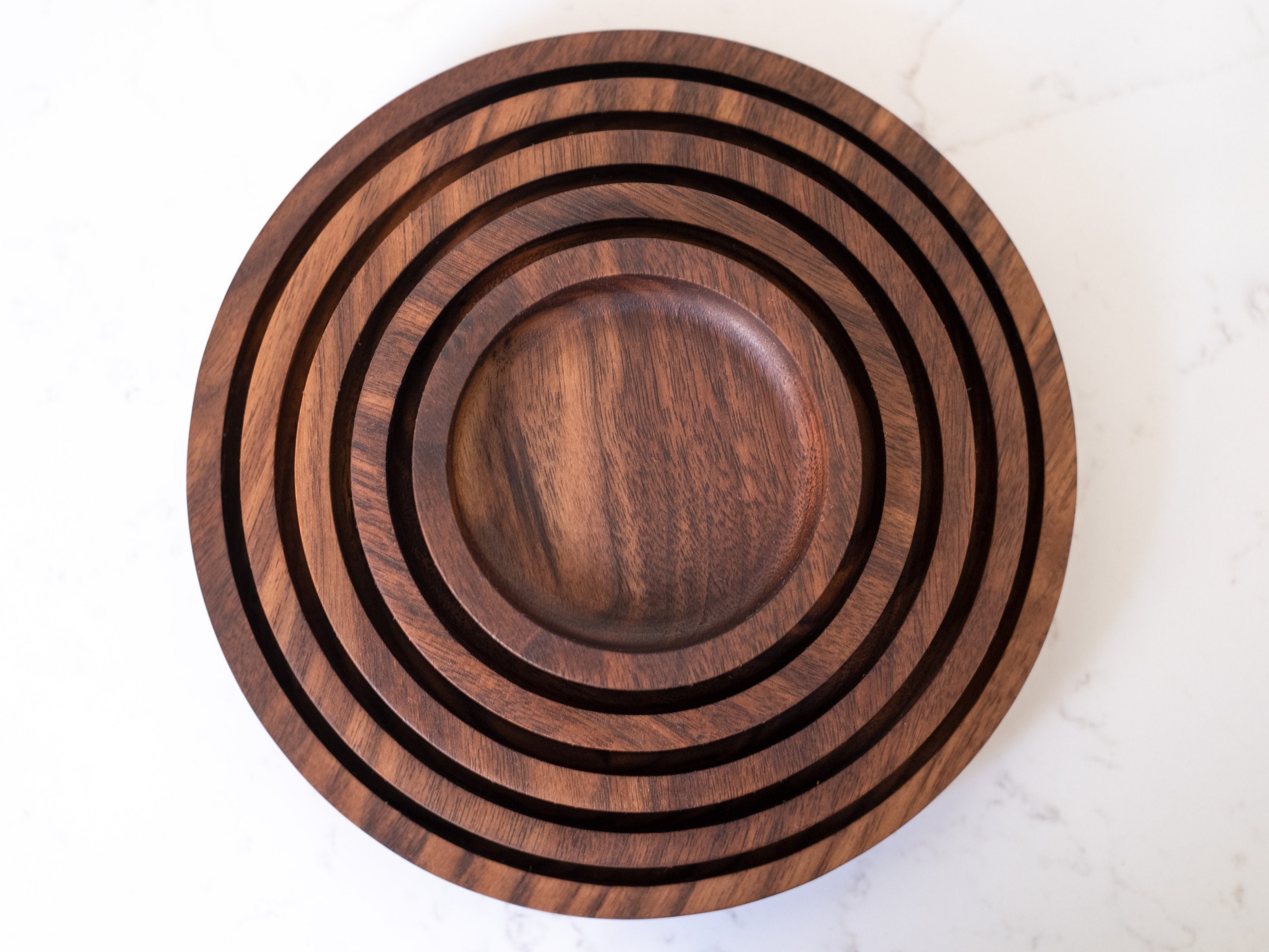 Black Walnut Round Wood Catch Trays Modern Hardwood - Etsy