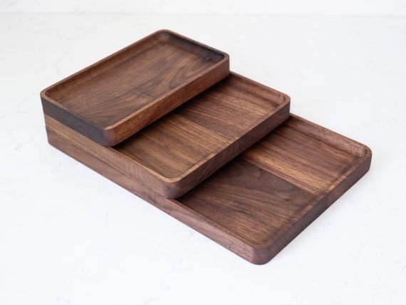 Black Walnut Wood Trays Stackable Slim Design Modern - Etsy