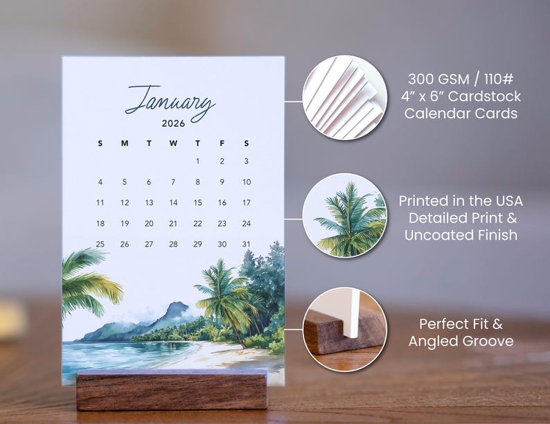 2026 Watercolor Beach Desk Calendar • Holiday Gift Idea • Coastal ...