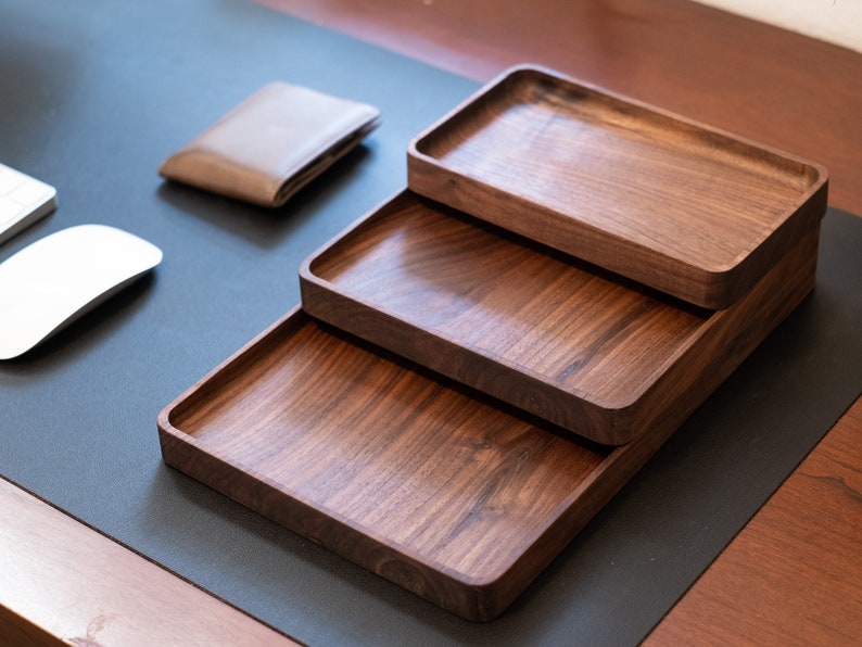 Black Walnut Wood Trays Stackable Slim Design Modern - Etsy