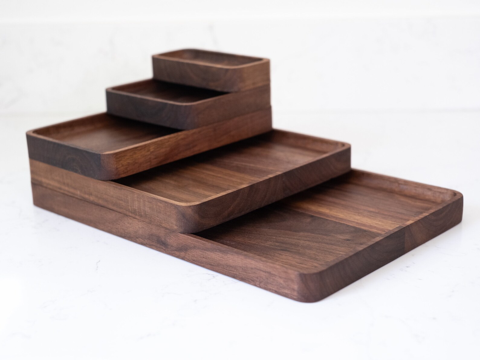 Black Walnut Wood Trays Stackable Slim Design Modern - Etsy
