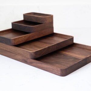 Black Walnut Wood Trays Stackable Slim Design Modern - Etsy