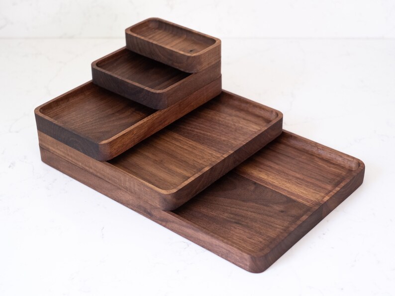 Black Walnut Wood Trays Stackable Slim Design Modern - Etsy