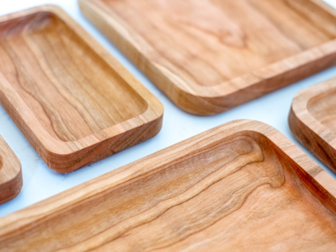 Cherry Wood Catch Trays | Modern Hardwood Valet & Catch All Decor - Etsy