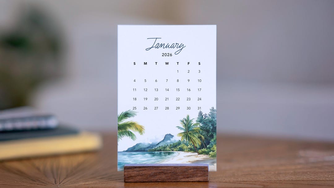 2026 Watercolor Beach Desk Calendar • Holiday Gift Idea • Coastal ...