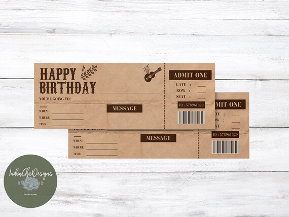 Happy Birthday Concert Ticket Printable Concert Ticket | Etsy