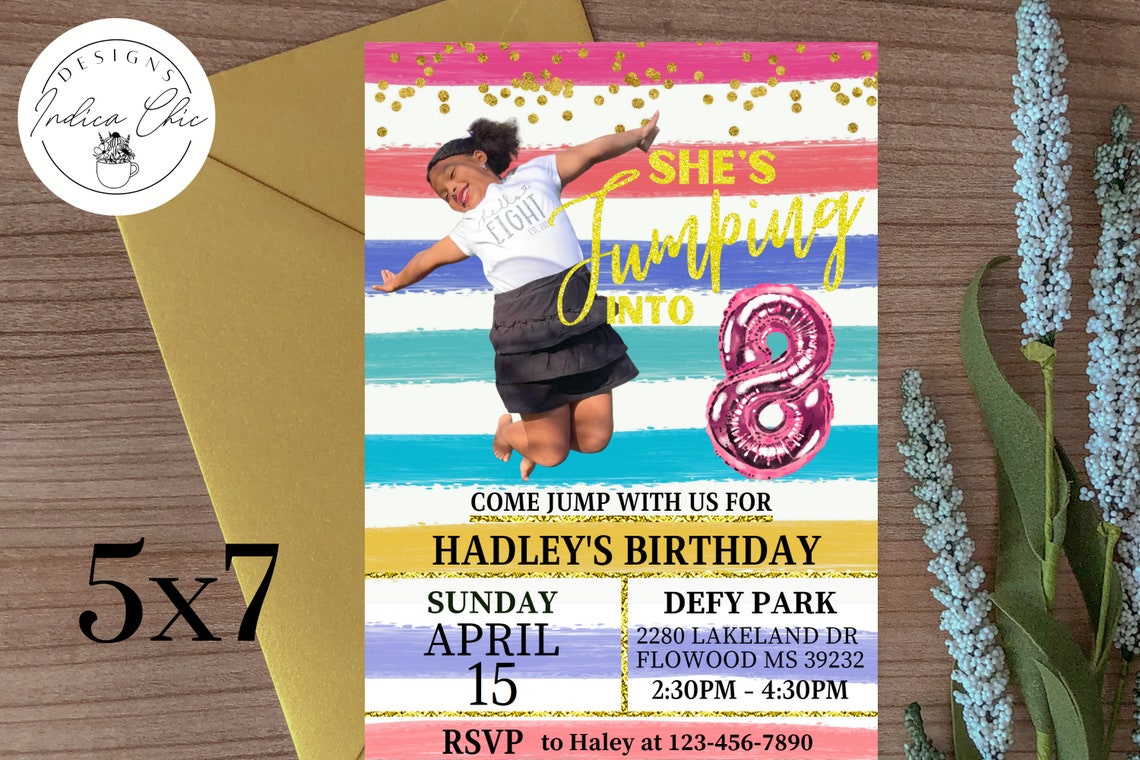 Jumping Into Custom Birthday Invitation Trampoline Party - Etsy