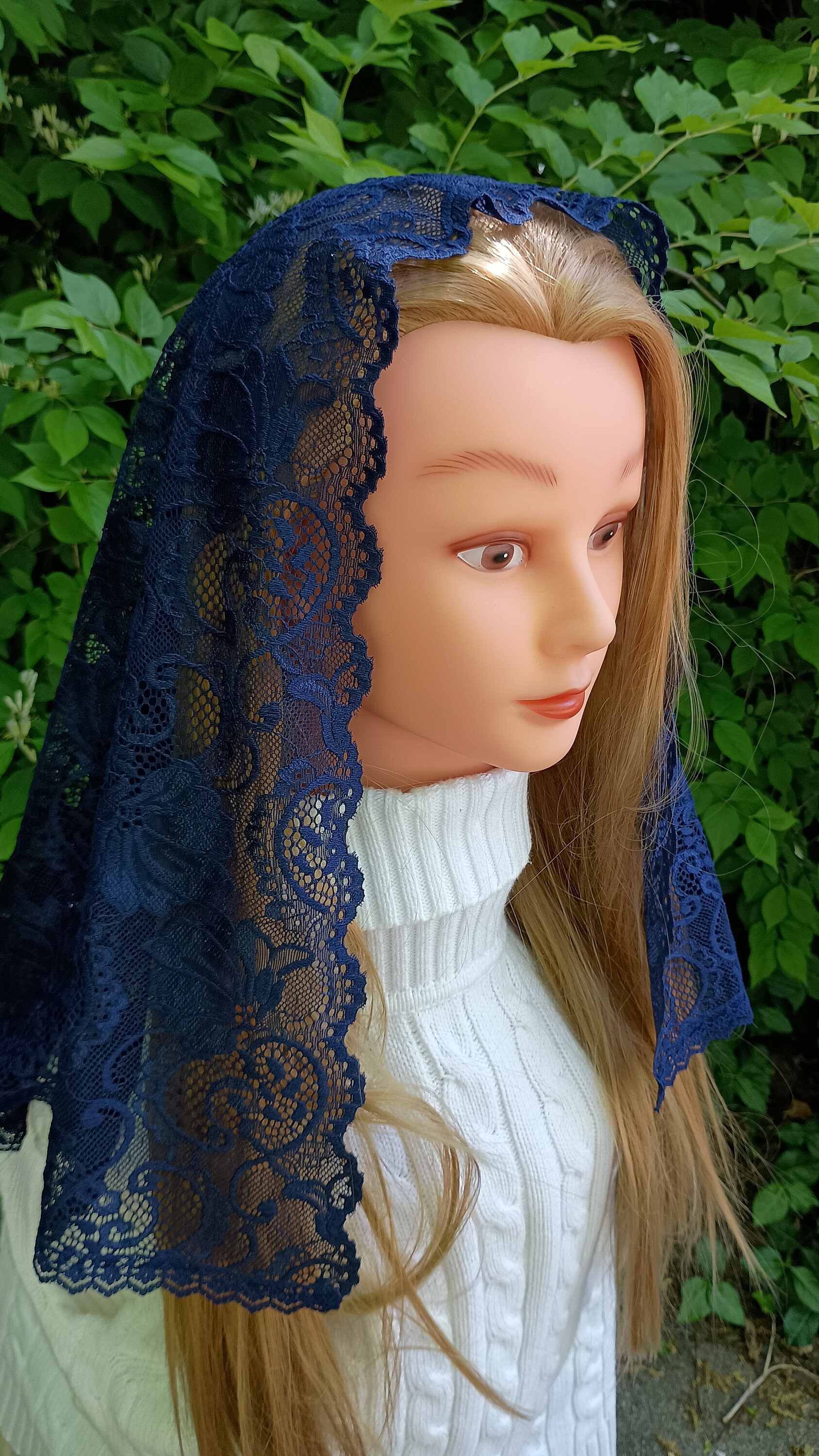 Celine Veil, Half-circle, Navy Blue Chapel Veil - Etsy