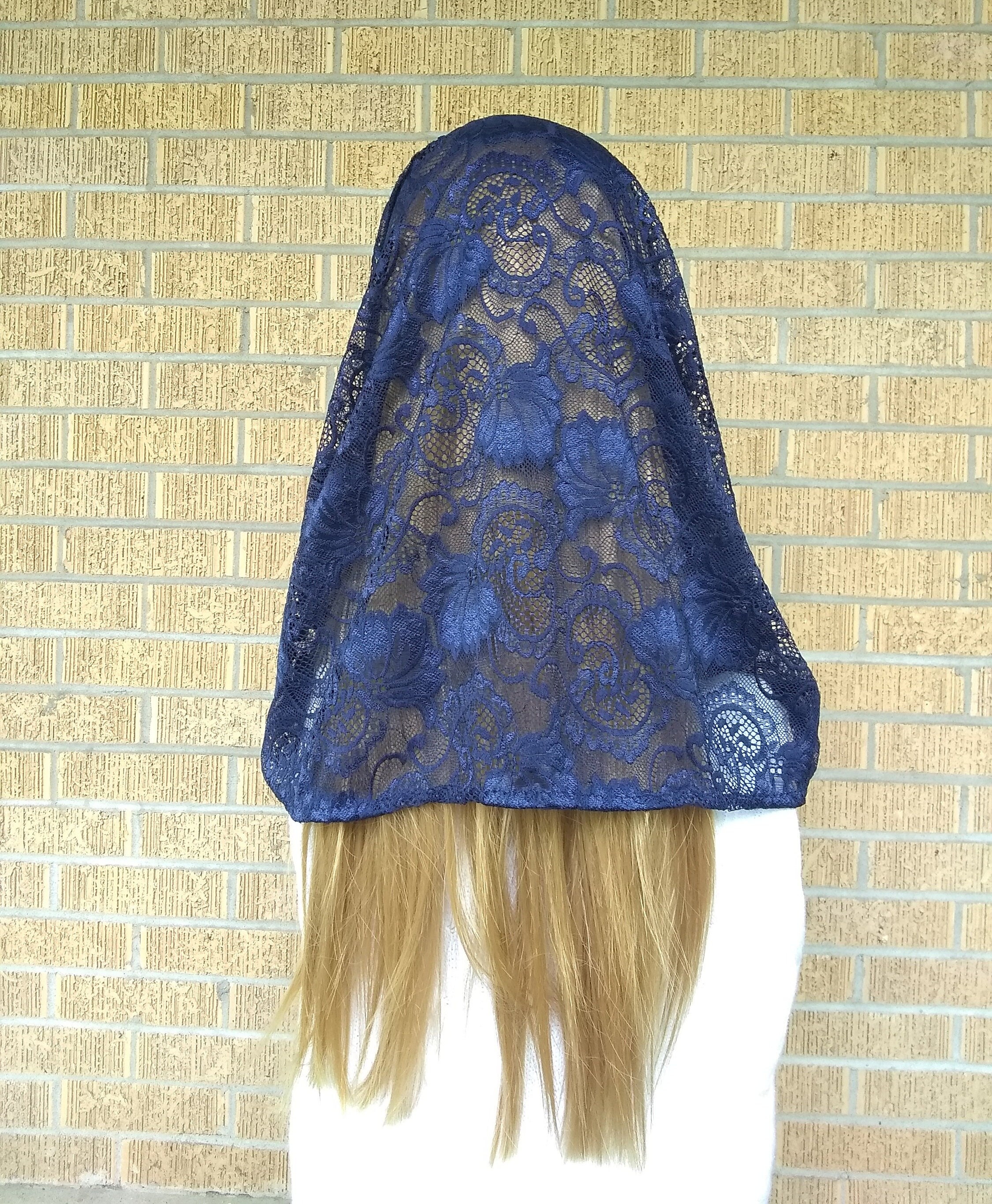 Marian Navy Blue Infinity Chapel Veil - Etsy