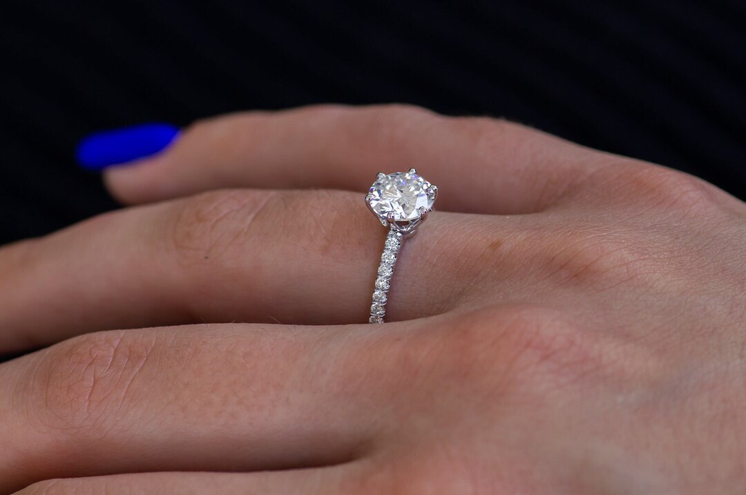 1.5 Carat Round Lab Grown Diamond Engagement Ring - Etsy