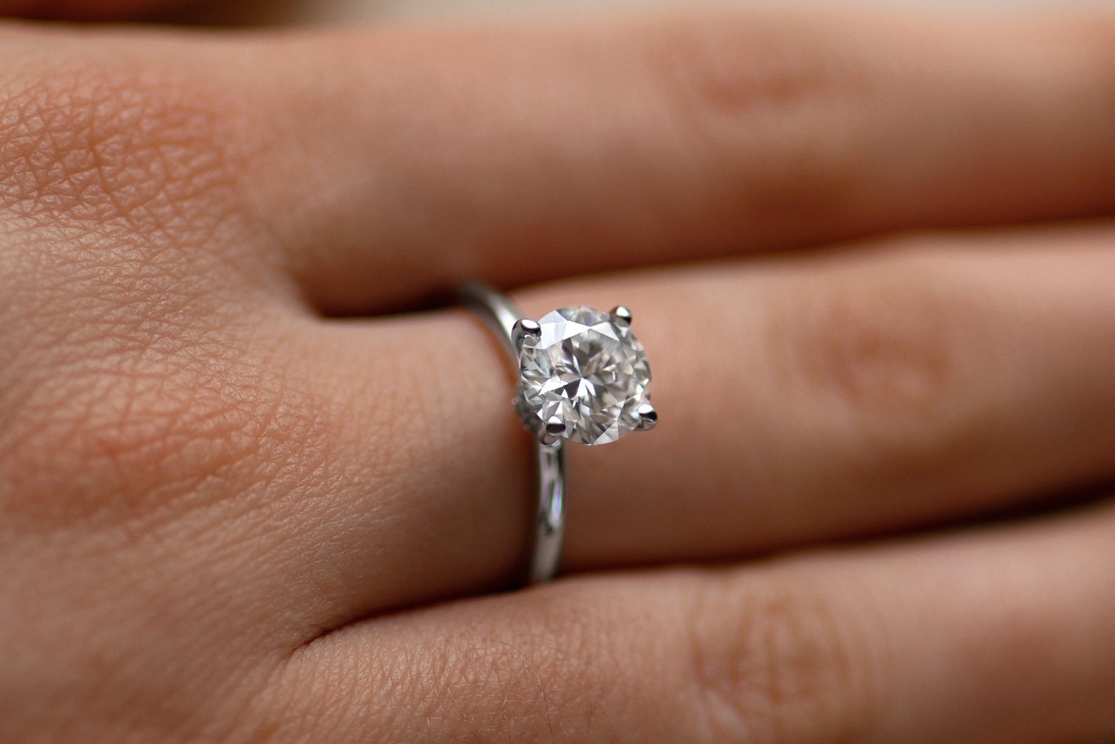 1.5 Carat Ring Real Solitaire Diamond Engagement 7.5 X 7.5 Mm | Etsy