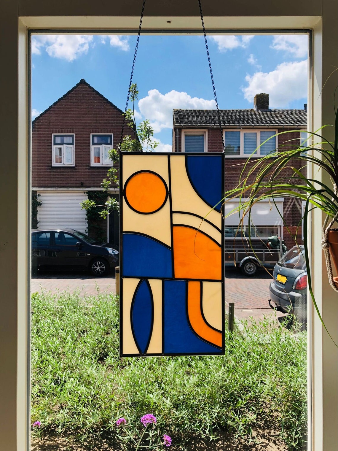 Abstract Stained Glass Panel 'ROUTE I' - Etsy