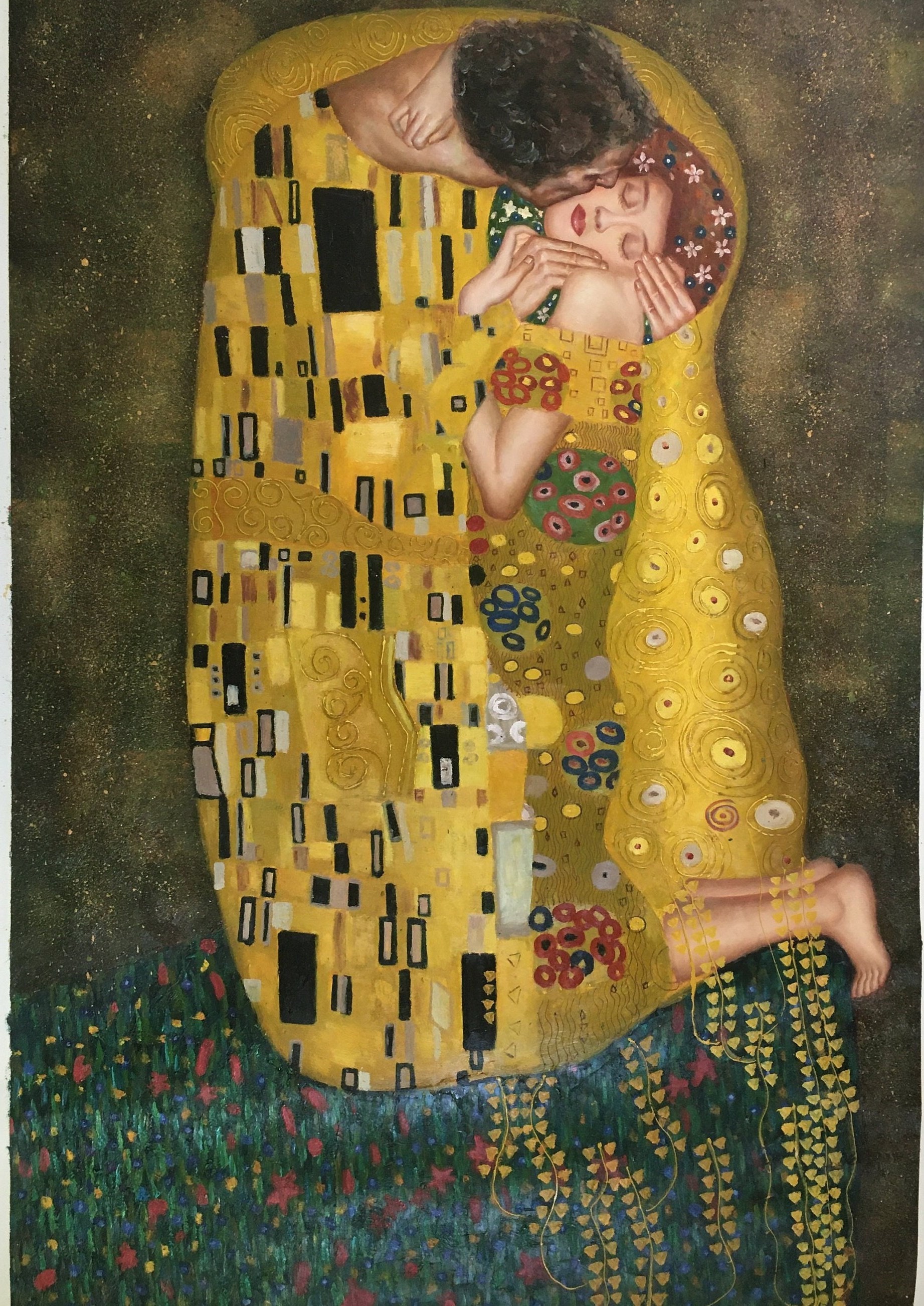 Klimt the Kiss Reproduction Real Oil Painting 39 X 27 Inches - Etsy