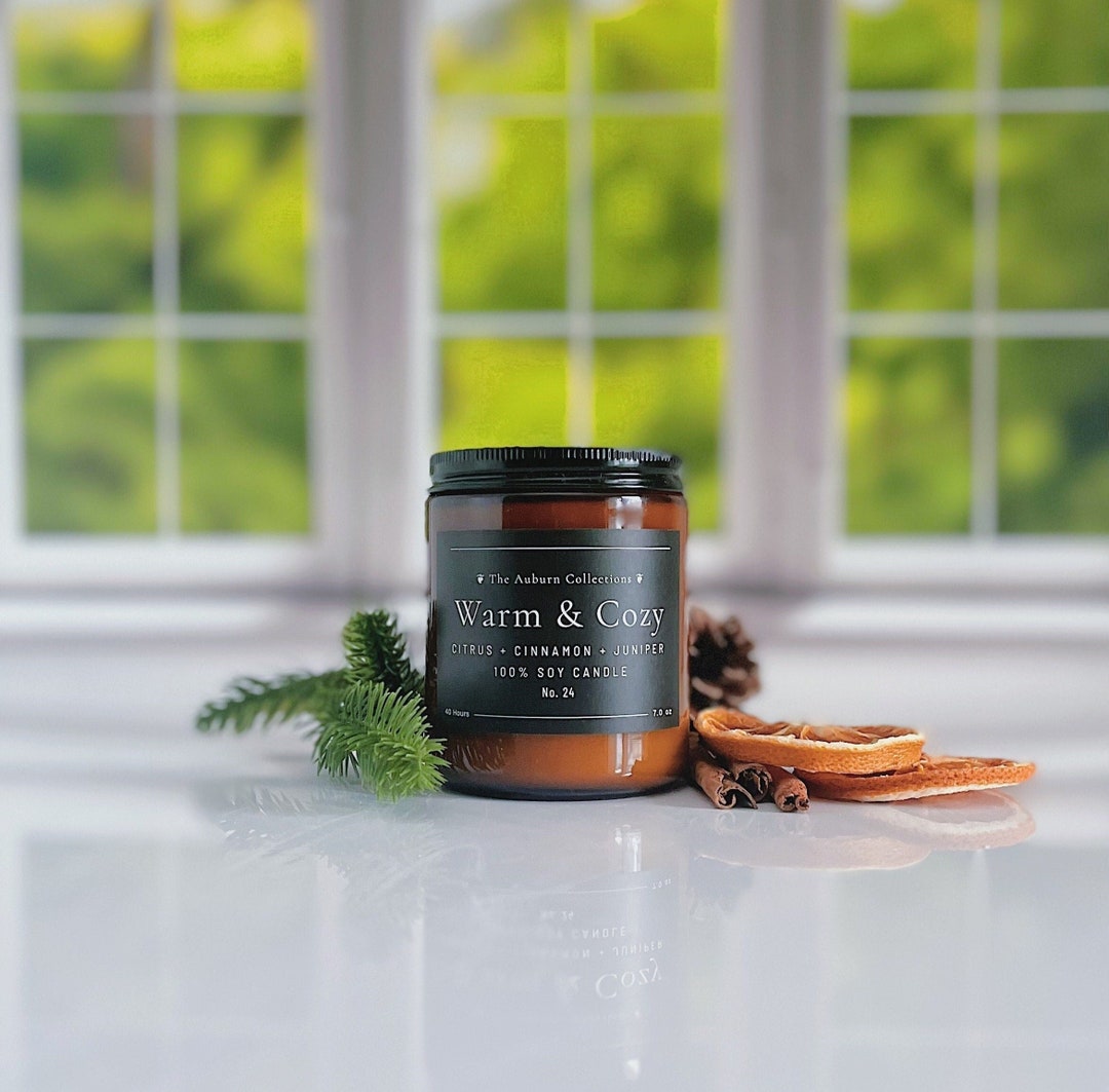 Warm & Cozy Soy Candle Cozy Candles Amber Jar - Etsy