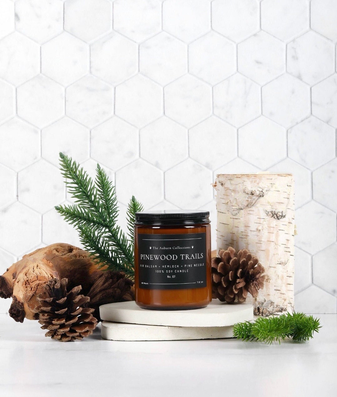 Pine & Fir Balsam Soy Candle – Forest Scented Candle, Evergreen Woods ...