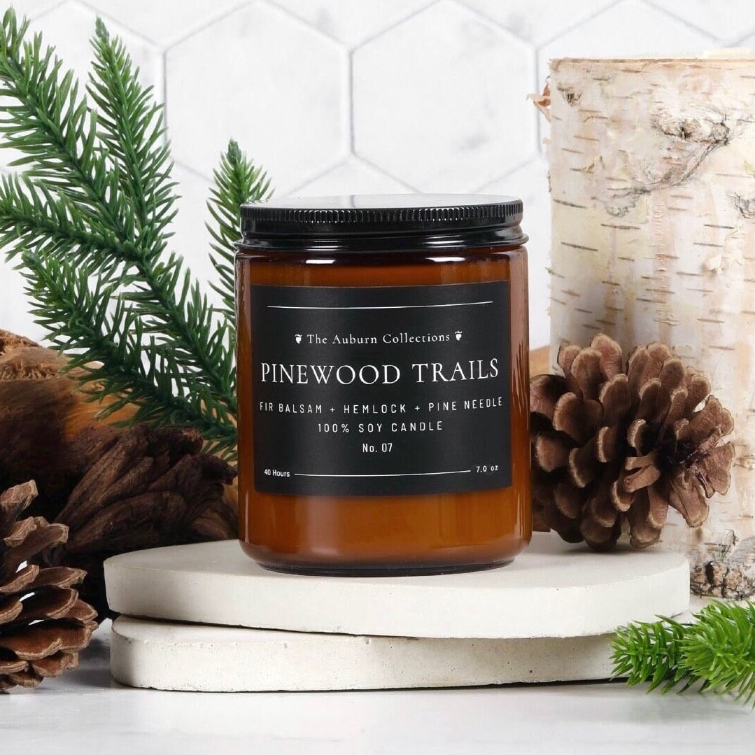 Pine & Fir Balsam Soy Candle – Forest Scented Candle, Evergreen Woods ...