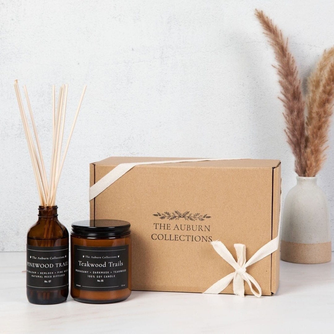 Candle & Reed Diffuser Gift Set, Housewarming Candle Gift, Natural ...