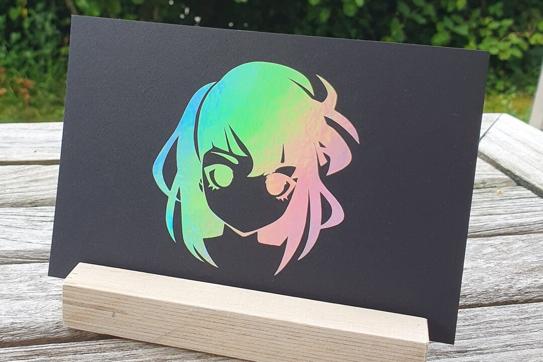 Postcard Recycled Paper - Anime Girl - Holographic Effects - Etsy