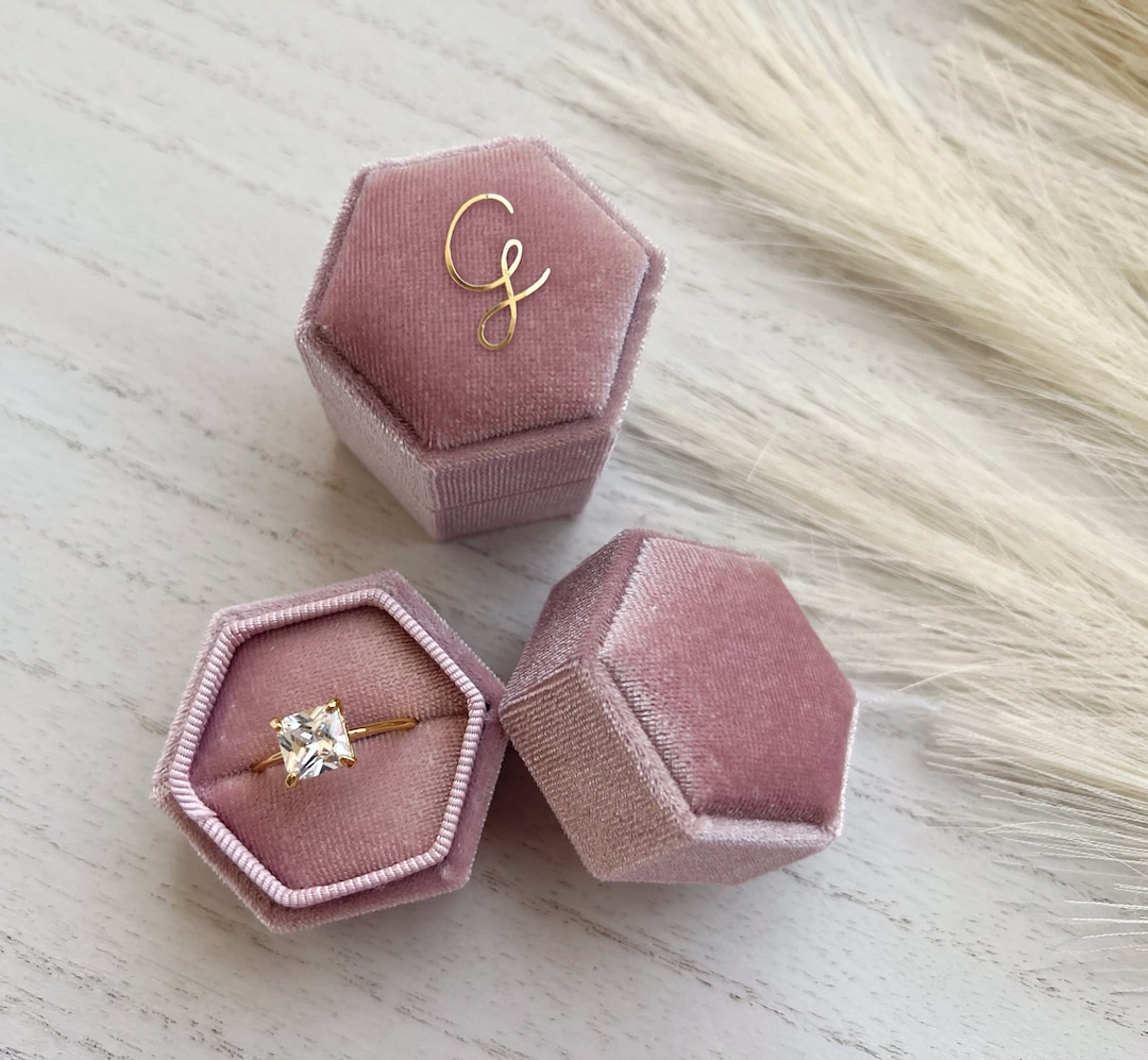 Velvet Ring Box 1 Slot, Pink Velvet Ring Box, Engagement Ring Box With ...